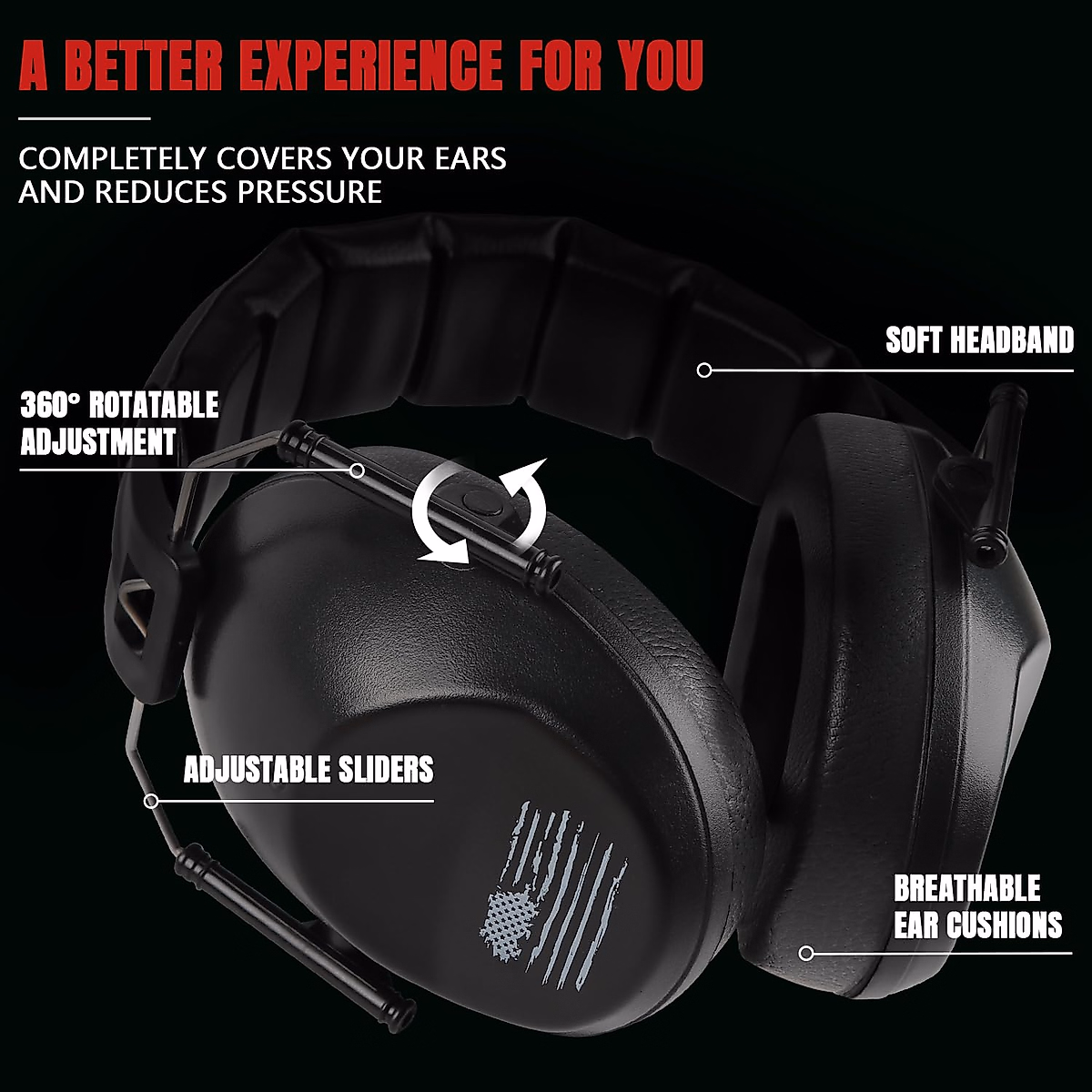 HEARMOR Shooting Ear Protection Earmuffs with Low Profile NRR 23 dB Noise Reduction Headphones for Gun Range and Hunting, Black