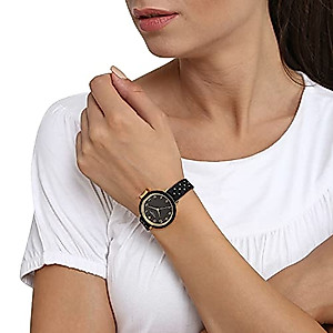 Kate Spade New York Women's Park Row Quartz Metal and Silicone Watch, Color: Black/Gold, Polka Dot (Model: KSW1355)