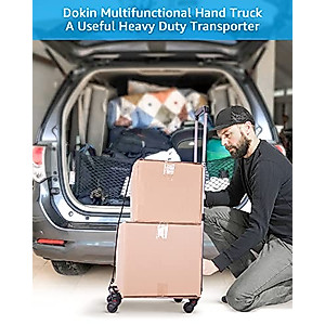 Folding Luggage Cart with 110 Lbs Capacity，Fanwoli 4 Wheels Hand Truck Compact Lightweight，Portable Dolly for Travel,Luggage,Moving, Shopping and Office Use