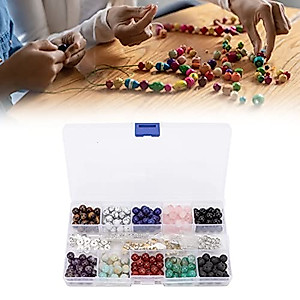 Natural Stone Beads, 240 Pcs Natural Crystal Jewelry Beads, 8mm Round Stone Beads,10 Styles Multicolors,Crystal Chips Gemstone Beads Kit for Jewelry Making