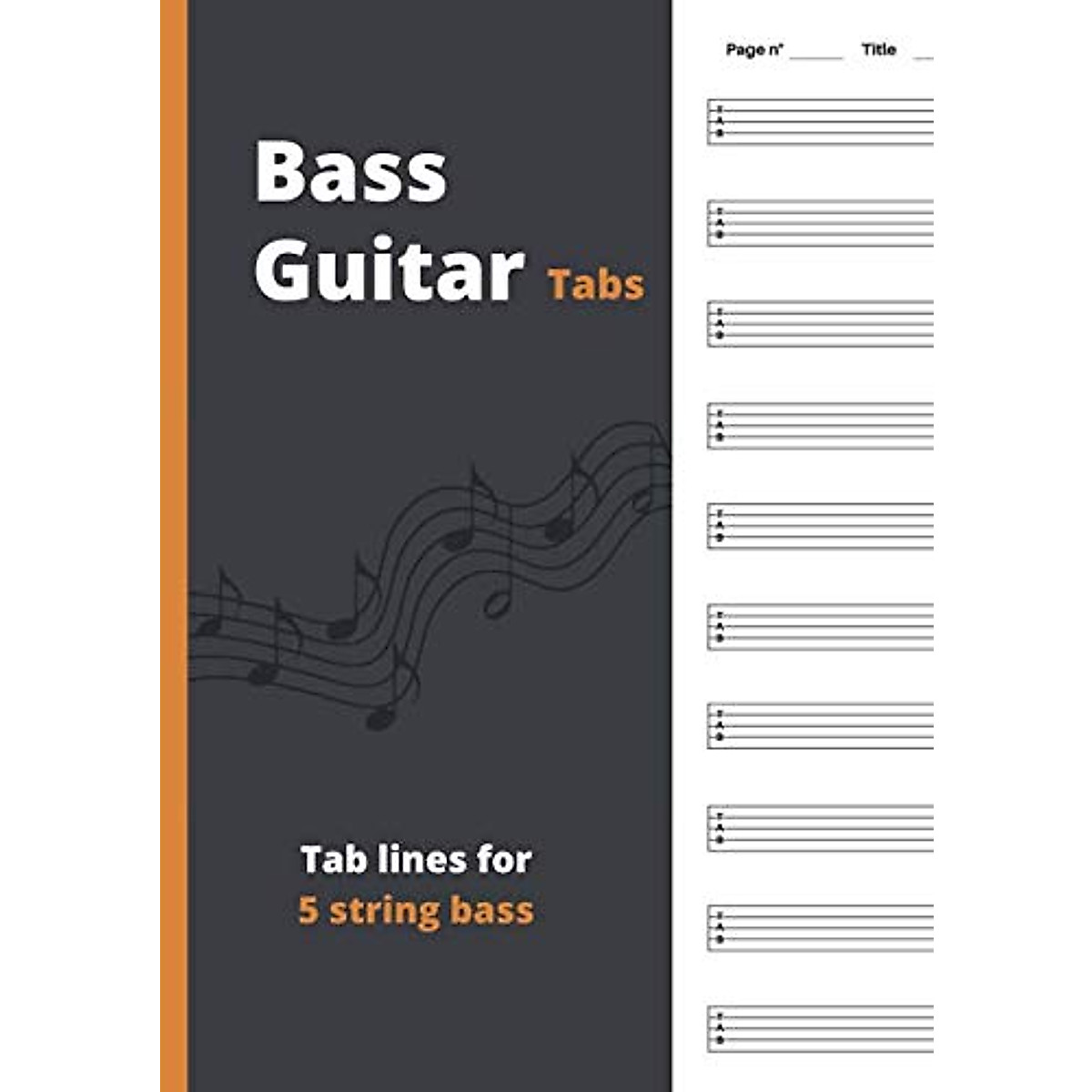 Bass Guitar Tabs: Blank manuscript music pages with Tab lines for 5 string bass
