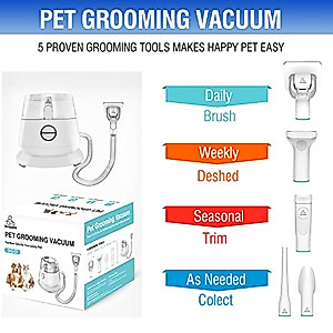 Pro Pet Grooming Kit & Vacuum Suction 99% Pet Hair, Low Noise Dog Grooming Clippers, 5 Pet Grooming Tools,1.2L Dust Box, for Shedding Tools for Dogs Cats and Other Animals Pet Hair