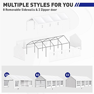 GREEN PARTY 13x26FT Party Tent Heavy Duty, Large Wedding Event Shelters with 3 Carry Bags & Removable Sidewalls, Outdoor Canopy Gazebo Commercial Tent for Carport Camping Garden Patio