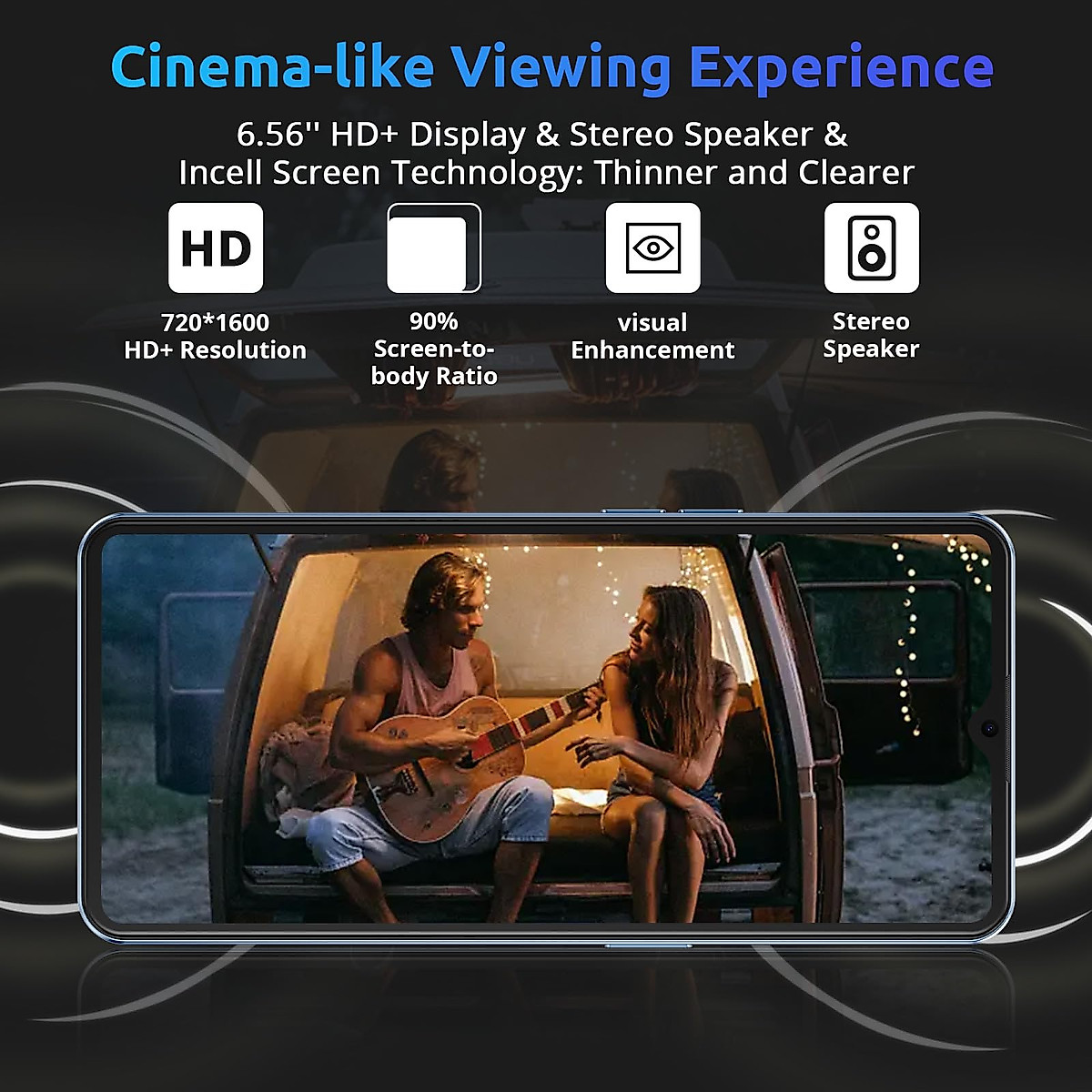 Xgody Mate50 3GB+32GB Octa-Core 4G Unlocked Phones, 6.56'’ Incell Screen Dual Sim Unlocked Cell Phones, 4500mAh Battery, Face Unlock, Camera 5MP+18MP Android Smartphones (Blue)