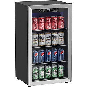 Honeywell Beverage Refrigerator and Cooler, 115 Can Mini Fridge with Glass Door for Soda Beer or Wine for Office or Bar with Adjustable Removable Shelving