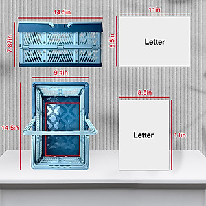 Plastic Basket with Handle, 15-Liter Folding Pastel Crates for Organizing and Storag Plastic Grocery Shopping Baskets Stackable Storage Bins for Kitchen Living-room Desktop Shelf Organing,Blue