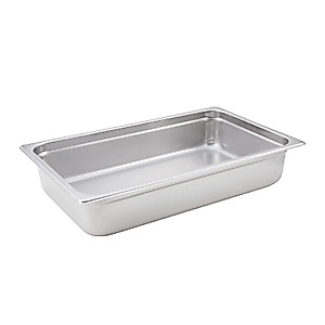 Winco SPJH-104 Stainless Steel Full-Size Anti-Jamming Steam Table Pan-4" (22 Gauge), 1, Silver