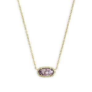 Kendra Scott Elisa Short Pendant Necklace for Women, Dainty Fashion Jewelry, 14k Gold-Plated, Amethyst