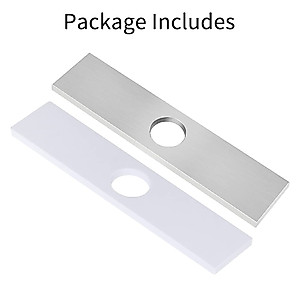 TNROTED Silver Square Faucet Deck Plate, 10 Inch Stainless Steel Kitchen Sink Cover Plate for 1 or 3 Hole Bathroom or Vanity Sink, Covering Unused Mounting Holes