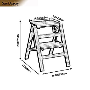 LUCEAE Step Stool,Wooden Folding2Steps Wide Tread Step Stool,Portable Stepladder/Step Chair,Non-Slip and Lightweight,Multifunctionalhome,Office