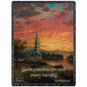 Manual Thomas Kinkade 50 x 60-Inch Tapestry Throw with Verse, Sunrise Chapel