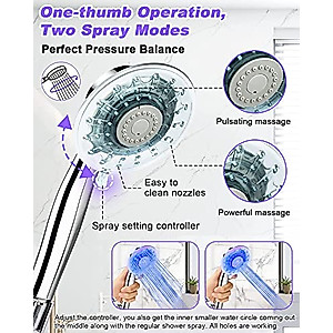 Led Shower Head with Handheld, BBtang 5''Detachable Shower Head with Hose 7 Color Changing Light SPA Spray Showerhead, High Pressure Water Saving Shower Heads Built-in 60 Inch Long Hose