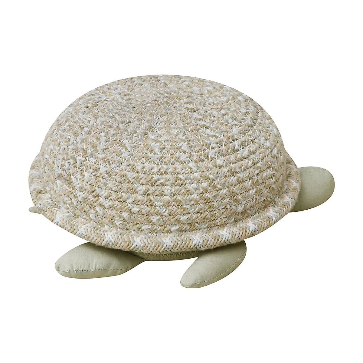 Lorena Canals Basket for Kids Baby Turtle. Olive Ivory Natural Size: 4" x 10" x 9"