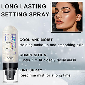 Dewy Makeup Setting Spary Kit Shimmer Glow Finish Hydrating Illuminating Finishing for face Lightweight Long Lasting Make Up Fixing Hydrate Skin with Sponge Puff Makeup Set (Dewy 3.15 Fl Oz)