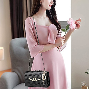 Anoile Woven Crossbody Handbag Purse for Women Trendy Leather Money Clutch Square Bag Retro Satchel Shoulder Bag (White)