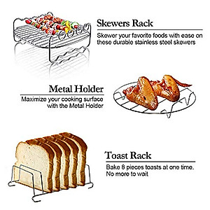 Square Air Fryer Accessories 11 pcs with Recipe Cookbook Compatible for Philips Air Fryer, COSORI and other Square AirFryers and Oven, Deluxe Deep Fryer Accessories Set of 12 (8 inch)