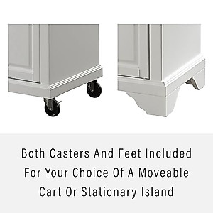 Crosley Furniture Lafayette Granite Top Rolling Kitchen Island Storage Cart, Microwave Stand, Spice Rack, White