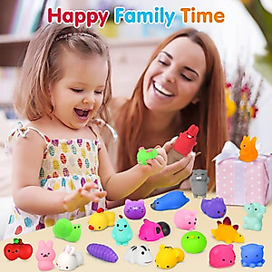 Yunaking 130PCS Squishies Mochi Squishy Toy, Kawaii Squishies Party Favors for Kids Stress Relief Fidget Toys Treasure Box Toys Classroom Prizes Kid Easter Egg Fillers Xmas Goodie Bag Stuffers, Random