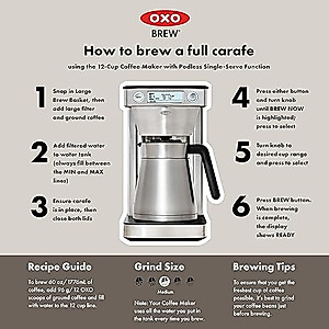 OXO Brew 12-Cup Coffee Maker With Podless Single-Serve Function,Silver