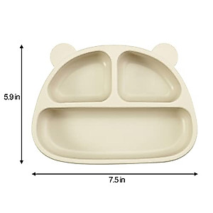 PandaEar 2 Pack Silicone Baby Suction Plates with 2 Spoons for Self Feeding, 100% Silicone Kids Toddler Suction Plates, Divided Baby Plate Set, Microwave & Dishwasher Safe, BPA Free