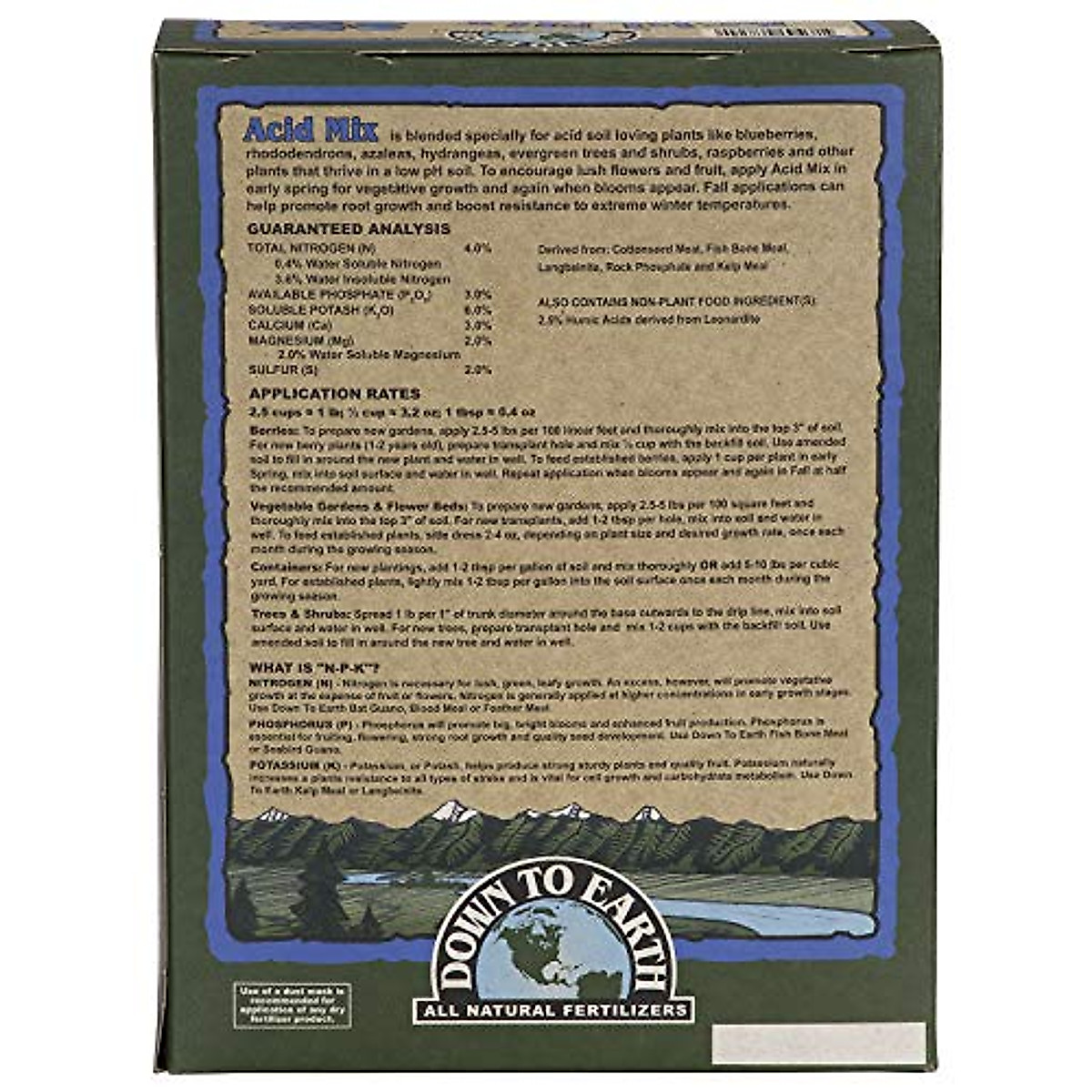 Down to Earth All Natural Acid Mix Fertilizer 4-3-6, 5 lb
