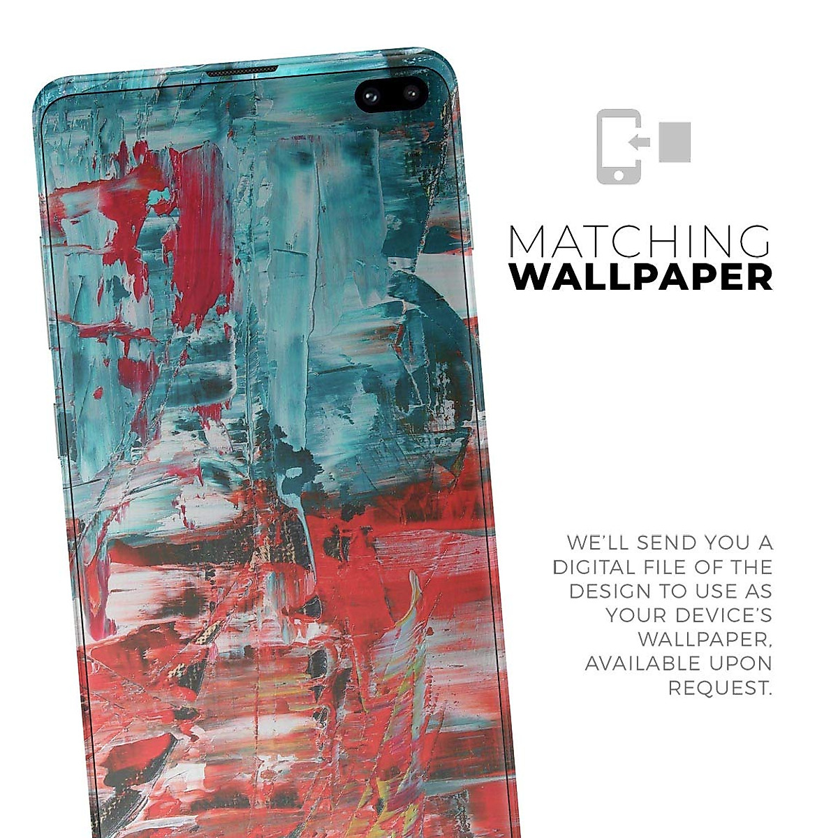 DesignSkinz Red and Blue Abstract Oil Painting Protective Vinyl Decal Wrap Skin Cover Compatible with The Samsung Galaxy S20 (Screen Trim & Back Glass Skin)