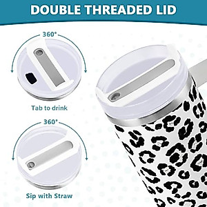 RPLIFE Fashional Leopart Print 40oz Tumbler with Handle, Stainless Water Bottle, Insulated Tumbler with Straw