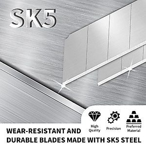 50-Pack 25MM Utility Knife Blades, Snap off Knife Blades for Retractable Box Cutters and Knife , SK5 Blades in Bulk Pack. 10pc ×5c