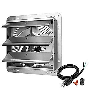 iPower 12 Inch Shutter Exhaust Fan Aluminum High Speed 1620RPM, 940 CFM, Silver (Pack of 1)