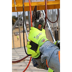 MCR Safety Ninja® Ice Hi-Visibility 15 Gauge Nylon Insulated Cold Weather Gloves, Acrylic Terry Inner, 3/4 HPT Coating, Yellow, Medium ,1-Pair