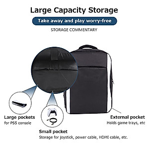 Acogedor Game Console Backpack for PS5 Console Games and Accessories, Gaming Console Backpack Storage Case Large Capacity Travel Carrying Case for Playstation 5