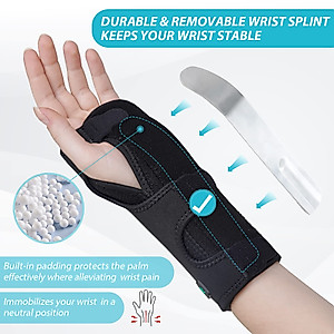 KD Carpal Tunnel Wrist Brace: Night Wrist Sleep Support Brace Relief for Tendonitis, Arthritis Pain, Latex-free Hand Brace Wrist Splint, Fits Left or Right