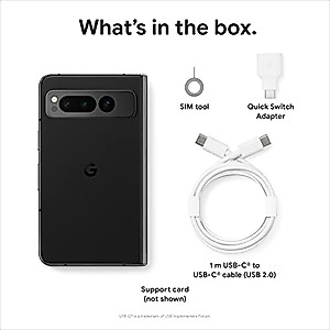 Google Pixel Fold - Unlocked Android 5G Smartphone with Telephoto Lens and Ultrawide Lens - Foldable Display - 24-Hour Battery - Obsidian - 256 GB