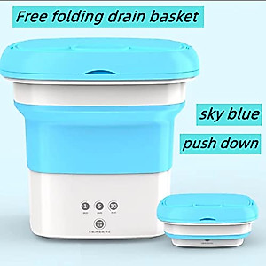 Portable Washing Machine - Foldable Mini Small Portable Washing Machine with Drain Basket for Apartment, Laundry, Camping, RV, Travel, Lingerie, Personal, Baby Clothes, Towels (blue)