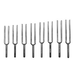 Eisco Labs Scientific Steel Tuning Forks, Set of 8 (Scientific Pitch, C4 = 256Hz) - Designed for Physics Experiments