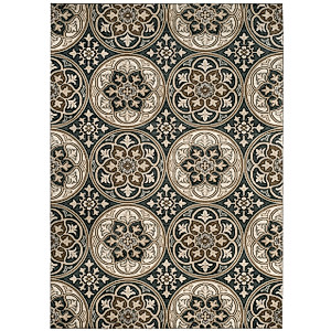SAFAVIEH Lyndhurst Collection Area Rug - 9' x 12', Slate Blue & Beige, Floral Design, Non-Shedding & Easy Care, Ideal for High Traffic Areas in Living Room, Bedroom (LNH341C)