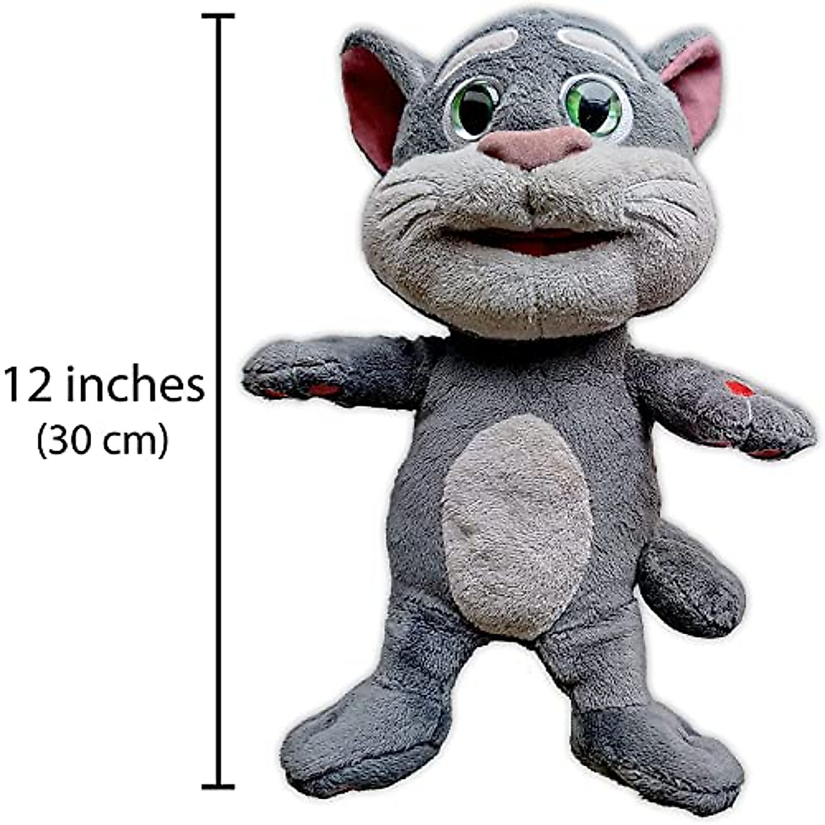 Dragon-i Toys Talking Tom Animated Interactive Stuffed Cuddly Plush Toy with Talkback 12', Grey, (80802)