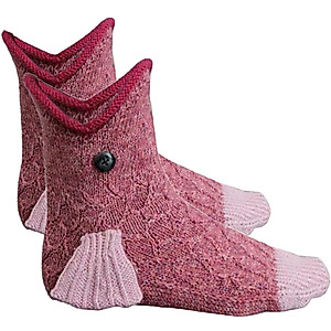 Linzhouzhiguang Knit Socks Unisex Novelty Shark Crocodile Shape Floor Winter Home Warm Socks (Fish)