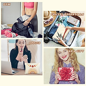 Kajaia 12 Pcs Boho Rainbow Cosmetic Bags Bulk Inspiration Canvas Makeup Bag Boho Party Favors Sunshine Makeup Pouch Quotes Printed Cosmetic Pouch Zipper Travel Preppy Purse for Woman Adult(Boho)