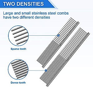 Pet steel comb grooming comb, double-sided stainless steel dog comb, available in 2 different sizes, Lilpep is used for cleaning and massage, grooming, removing tangles, suitable for pet cats and dogs