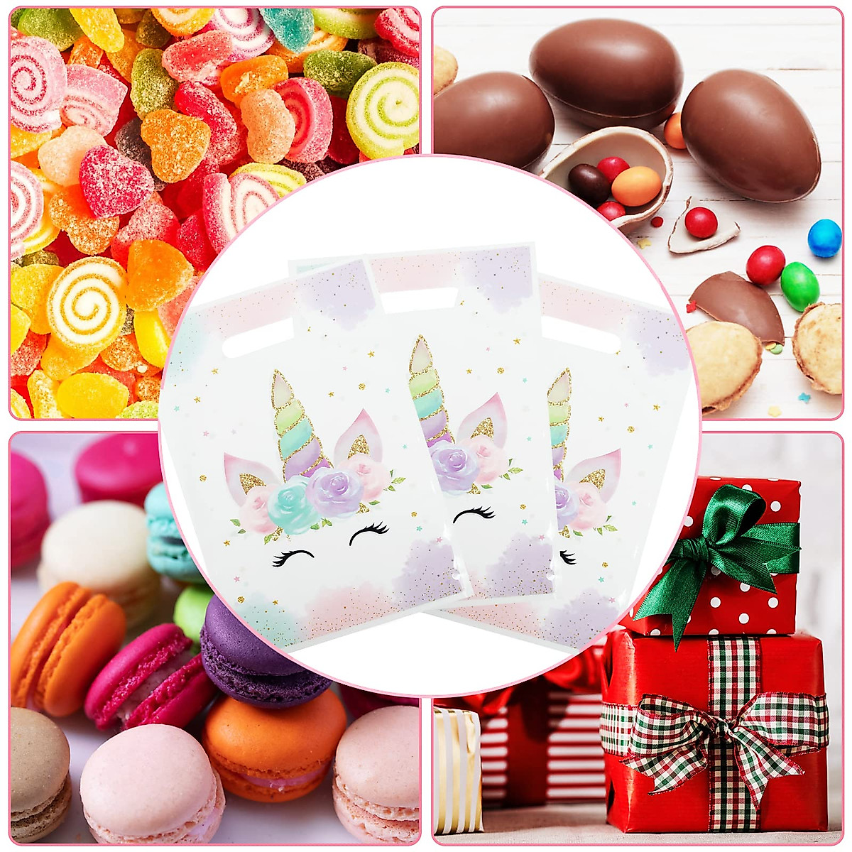 DaiUni 30 PCS Unicorns Goodie Bags Party Favor Bags with Handles for Kids Birthday