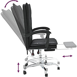 Reclining Office Chair,with Rolling Wheels with Adjustable seat Height Suitable for Office, Home, Study Space, Conference Room or Play Facility Black Faux Leather