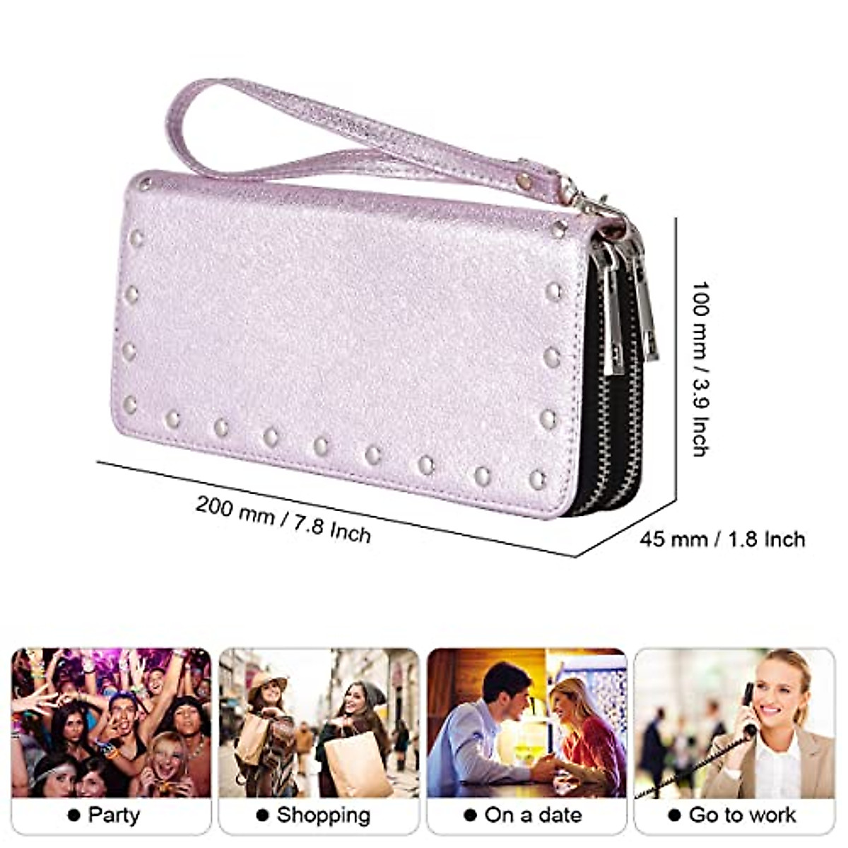 RFID Blocking Leather Wallet for Women,Excellent Women's Pu Leather Phone Credit Card Holder with Removable Wristlet