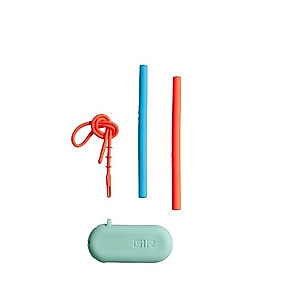 GIR: Get It Right | Glow-in-The-Dark Silicone Straws Perfect for Kids + Small Glasses | Great for Hot + Cold Drinks | 2-Pack (Super)