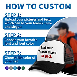 Generic 10Pack Custom Trucker Hat with Your Design,Personalized Adjustable Mesh Trucker Hat Baseball Cap with Curved Brim,for Group Travel Multi