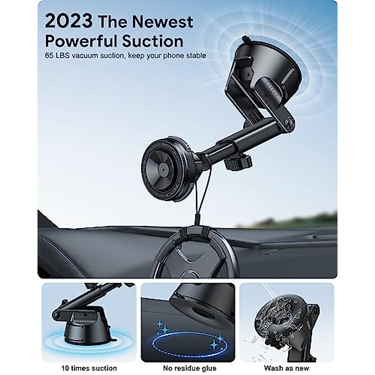 OMOTON for MagSafe Car Mount, O-Mag DriveSafe Magnetic Phone Holder for Car, Cell Phone Mount for Dashboard Windshield Vent, Fit for iPhone 15 14 13 12 Series Magsafe Cases