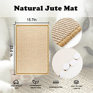 HUTPET cat Scratching mats,Natural Jute cat scratchers for Indoor Cats, cat Scratch Furniture Protector, 23.6 X 15.7 Inch cat Furniture Protector Protect Carpets and Sofa