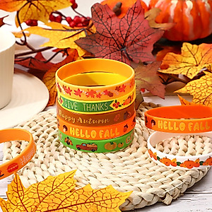 JUNEBRUSHS 42pcs Thanksgiving Party Favors Silicone Bracelets Rubber Wristbands Accessories for Autumn Thanksgiving Kids Adults Party Decorations Stuffers Filler Gift Supplies(7 Designs)