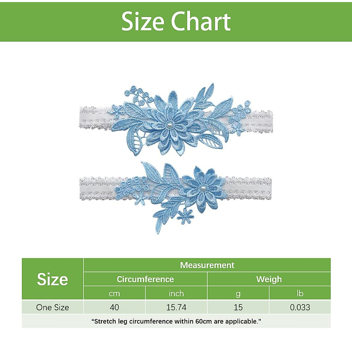 Wedding Garters for Bride Bridal Lace Garter Set Floral Leg Ring with Hand Sewn Faux Pearls (White)