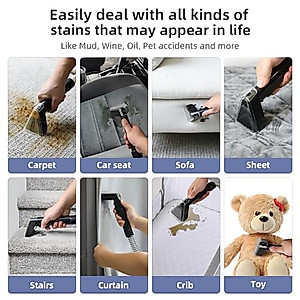 Carpet Cleaner Machine 12Kpa Strong Suction, 500W Powerful Motor, Portable Upholstery Cleaner for Pet Accident, Rugs, Carpet and Upholstery, Black